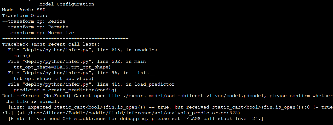 Develop最新的分支:2 0rc1导出的模型在这个分支deploy Python Infer Py出现问题 · Issue 2652