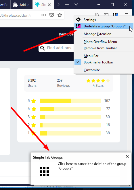 Allow undo, instead of confirmation when closing group · Issue #222 · Drive4ik/simple-tab-groups ...