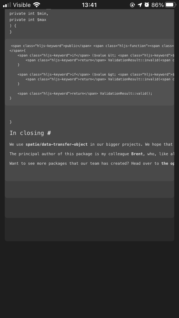 RSS feed code block nesting · Issue #109 · spatie/freek.dev · GitHub