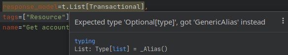 Returning List in ResponseModel triggers type alert · Issue #1850 · fastapi/fastapi · GitHub