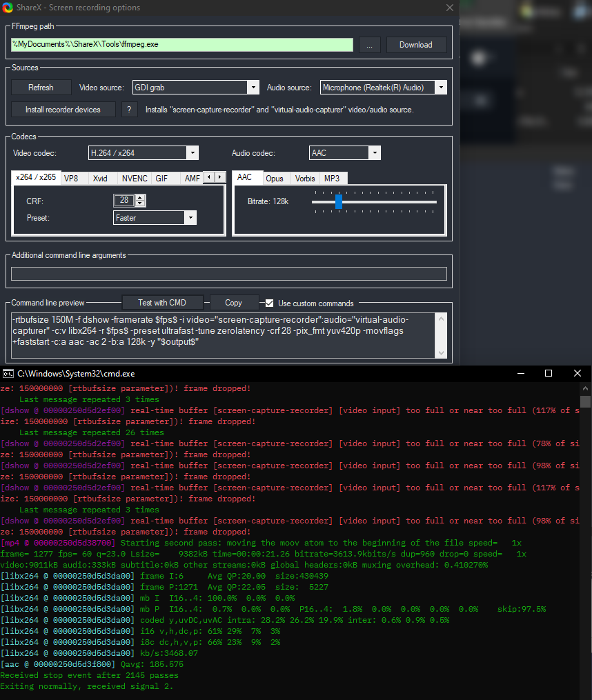 real-time buffer [screen-capture-recorder] [video input] too full or near too full when trying ...