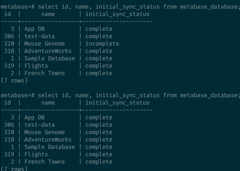 When adding a db, immediately updating `database-enable-actions` prevents the db from finishing ...
