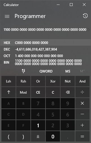 Programmer mode decimal underflows when number is larger than an ...