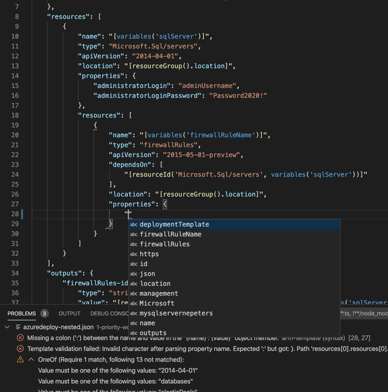[Feature] Intellisense + template validation for sub-resources · Issue #591 · microsoft/vscode ...