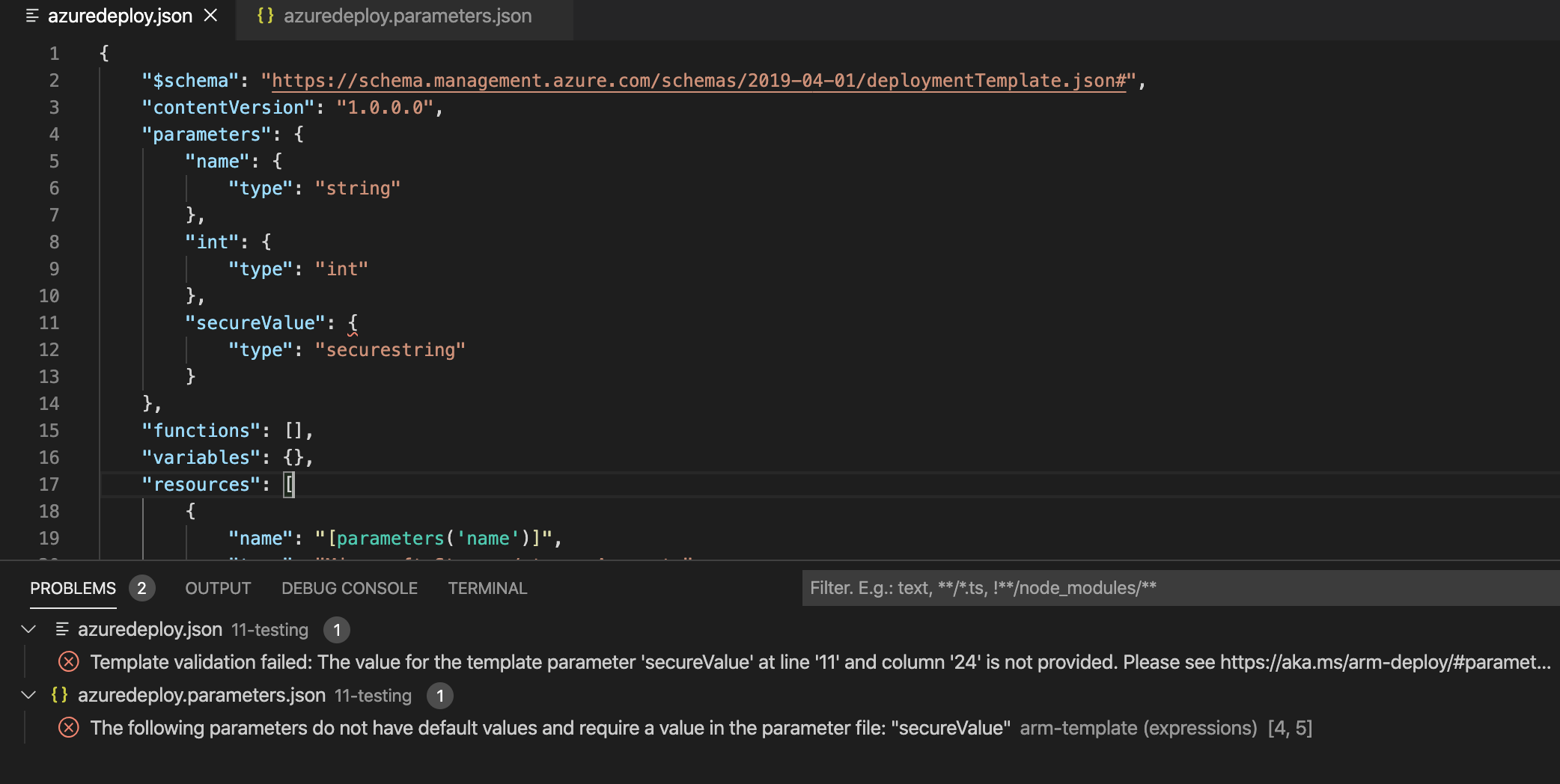 Need a way to provide secureString / secureObject parameter values to unblock full template ...