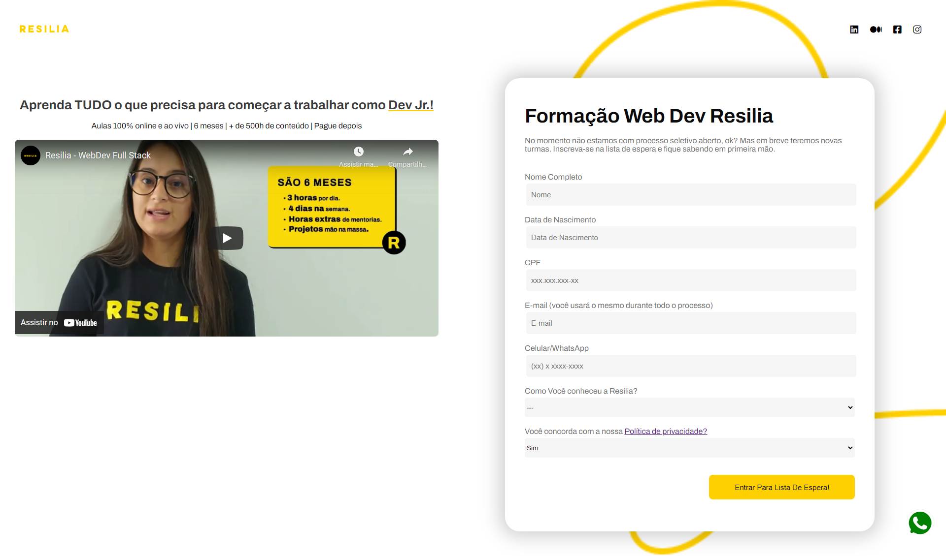GitHub - FernandoPatrick/Fomulario-Resilia: O projeto consiste em criar um fomulário para ...
