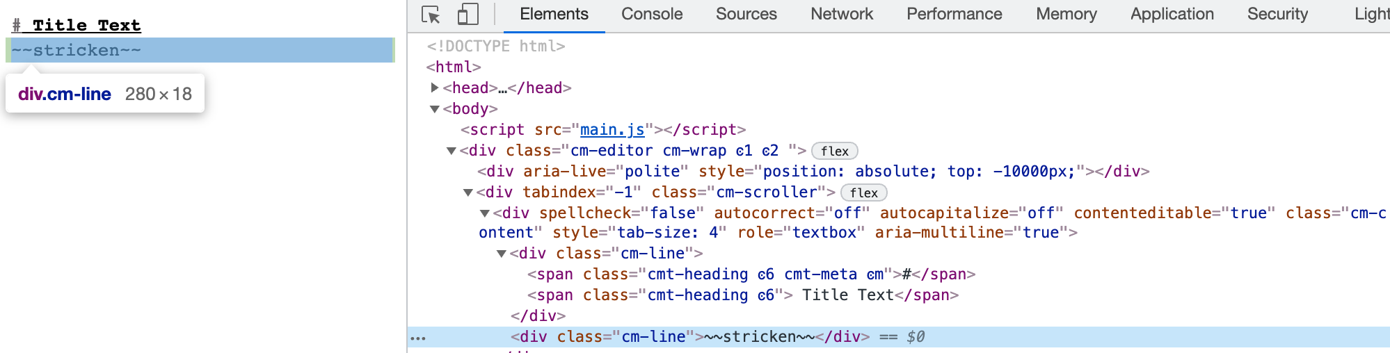 Commonmarklanguage With Classhighlightstyle Does Not Mark ~~struck~~ Text With Cmt Strikethrough