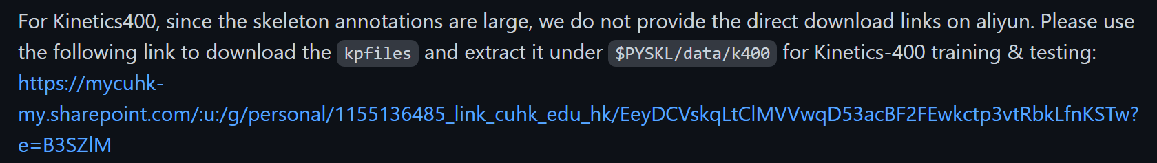 How to utilize k400 pickle file? · Issue #75 · kennymckormick/pyskl · GitHub