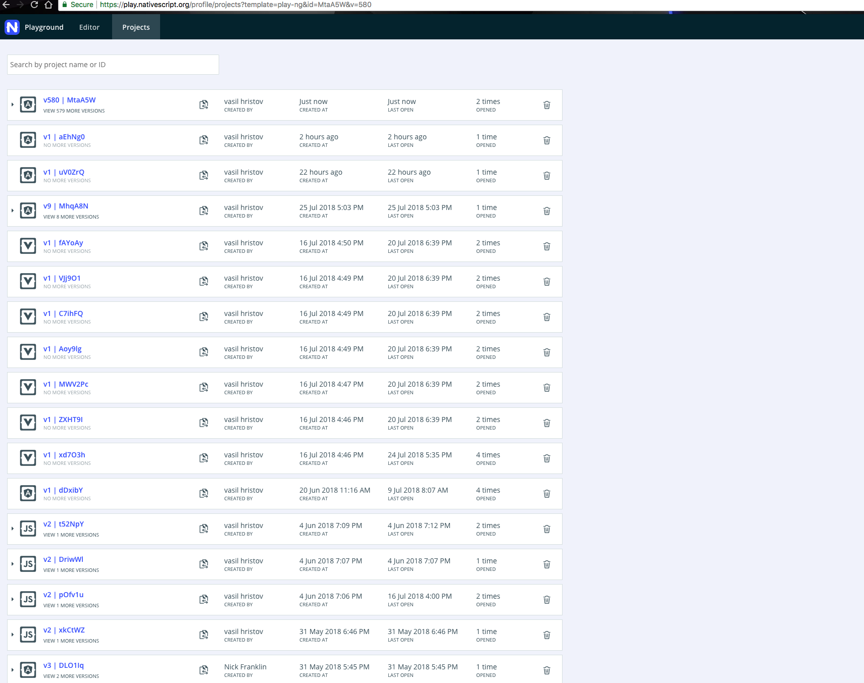 Keep loosing edited files and updates created in play.nativescript.org ...
