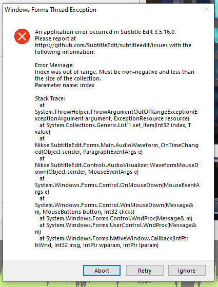 Windows Forms Thread Exception · Issue #4375 · SubtitleEdit/subtitleedit · GitHub