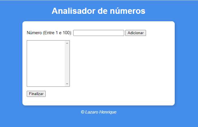 Github Lazarohenrique3projeto Analisador De Numeros Projeto Realizado Durante O Curso De 