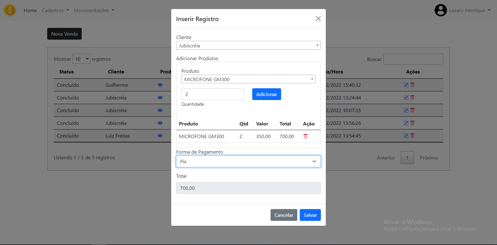 GitHub - LazaroHenrique3/sistema-financeiro: Sistema de controle de venda simples, utilizando ...
