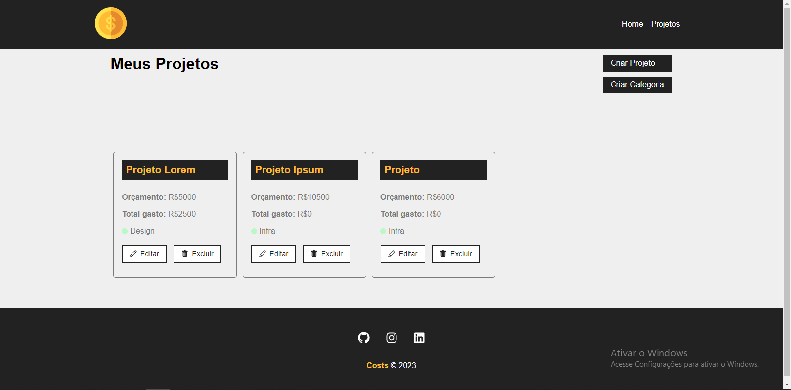GitHub - LazaroHenrique3/costs-frontend-react: Projeto fullstack React inspirado no projeto ...