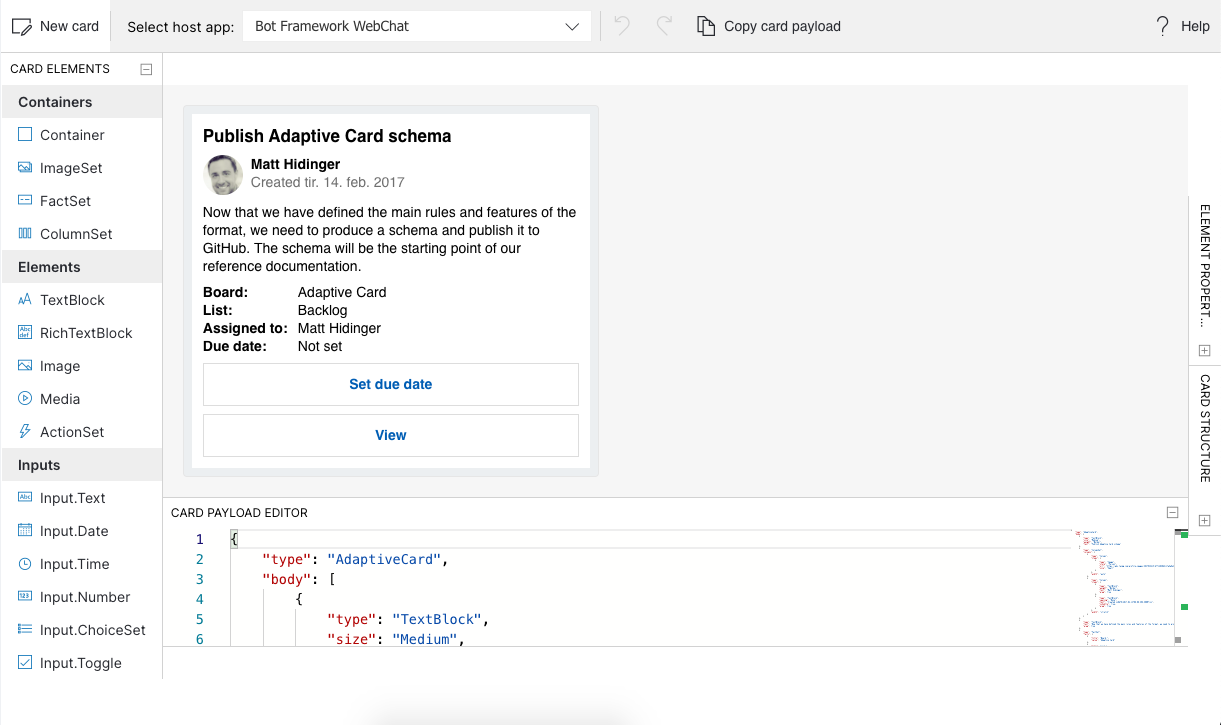 [Designer] Payload Editor is not showing · Issue #5213 · microsoft/AdaptiveCards · GitHub