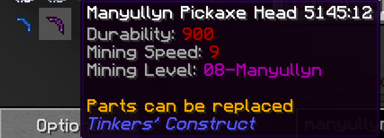 Manyullyn gated different two separate tiers (Lv for parts) (Hv for ...