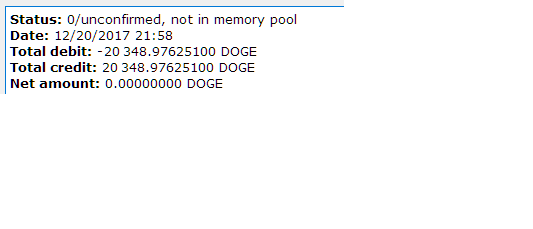 Dogecoin balance stuck in an unconfirmed transaction from 2017. · Issue ...
