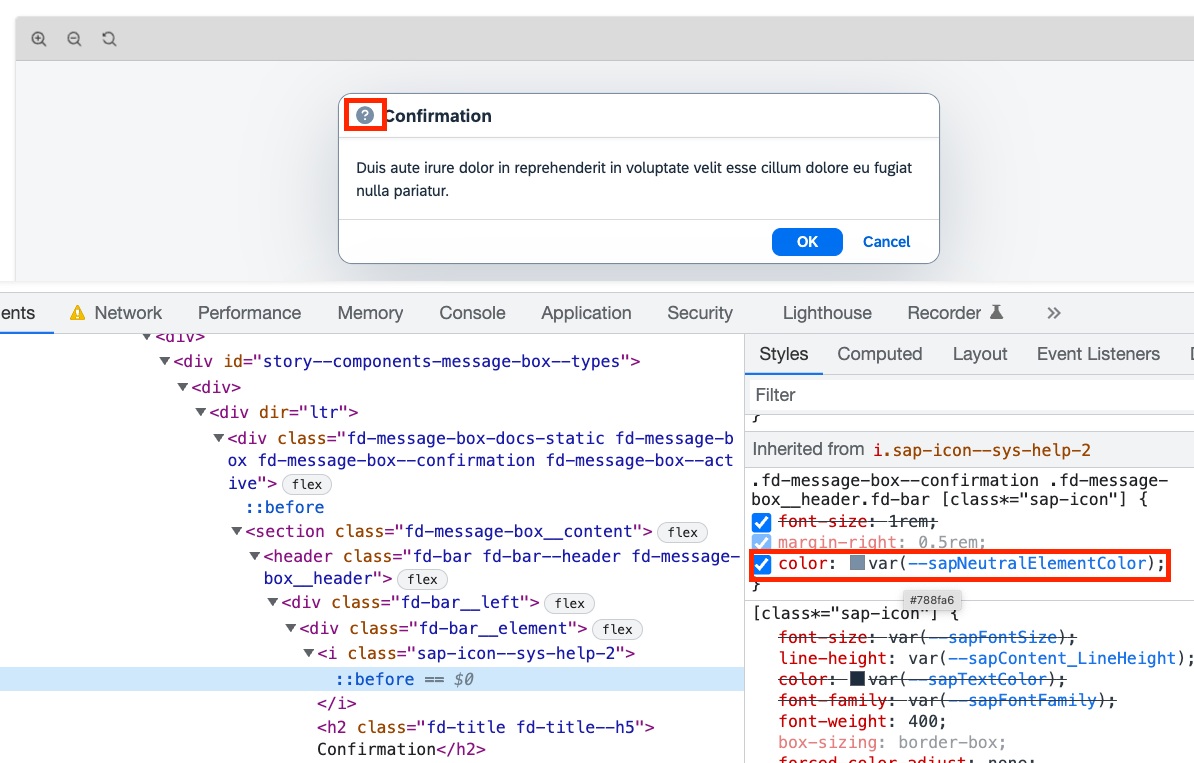 Icon color is not correct in MessageBox Header · Issue #4464 · SAP/fundamental-styles · GitHub