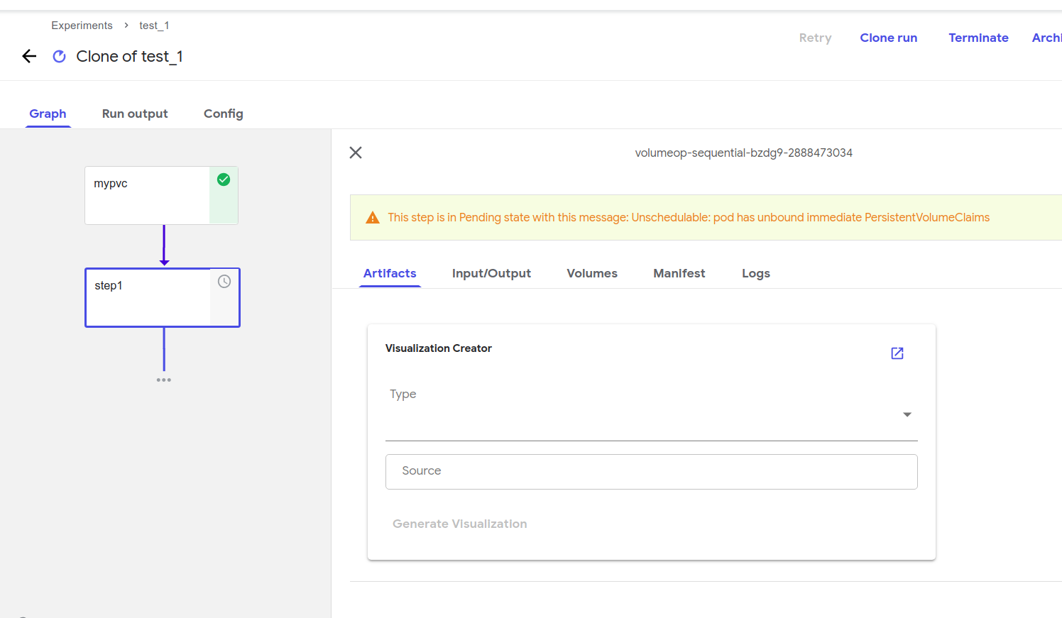 Pipeline Run Error This Step Is In Error State With This Message Volume Mypvc Not Found In