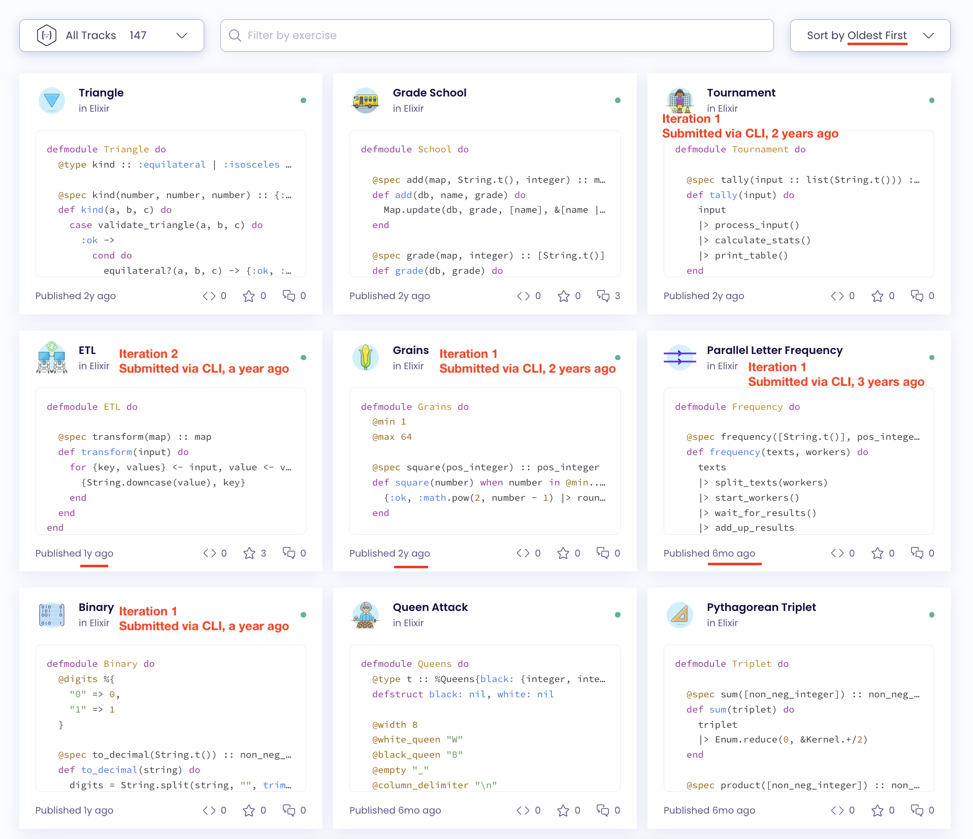 Sorting my published solutions seems a bit off · Issue #6071 · exercism/exercism · GitHub