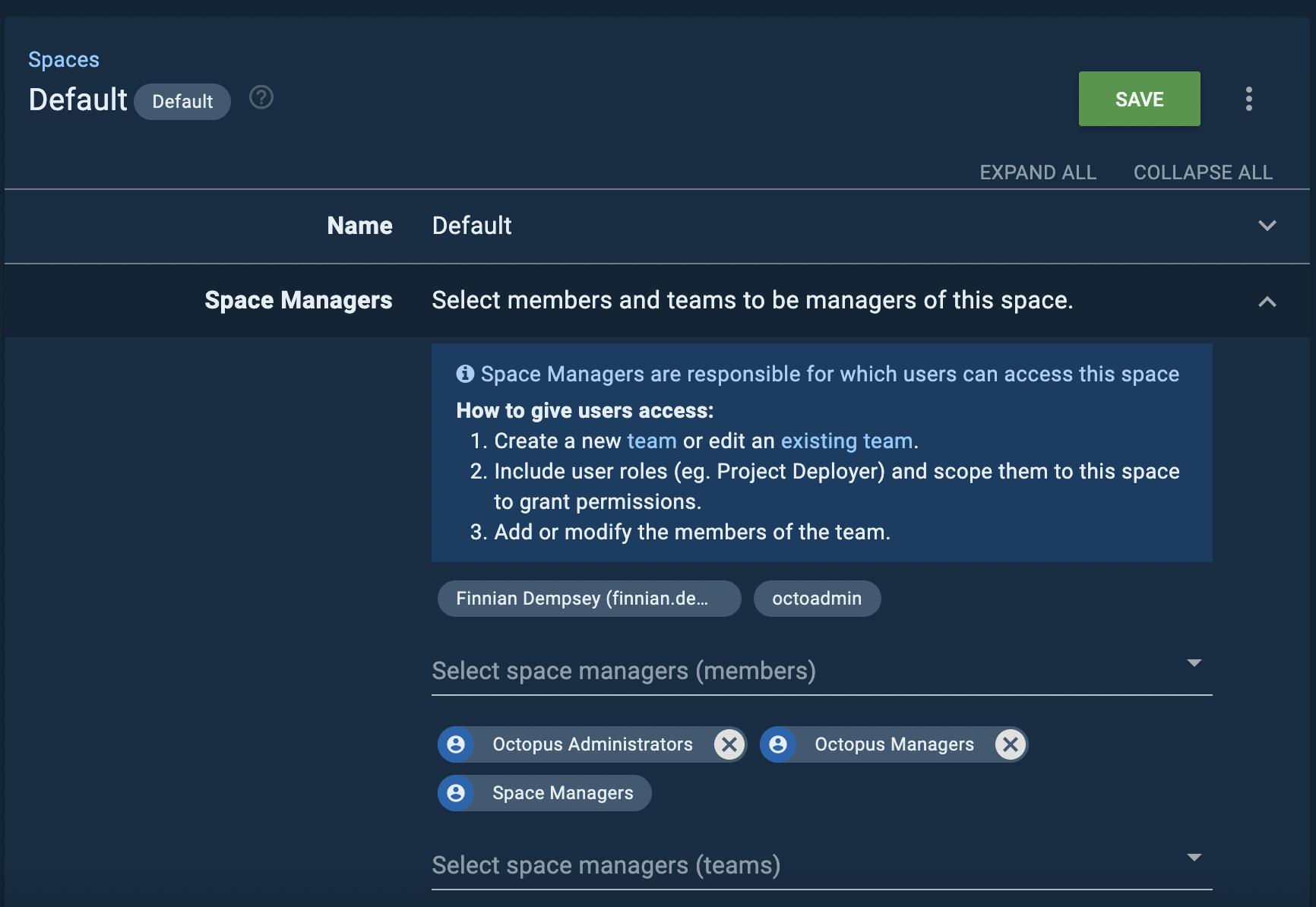 Adding Space Managers to Space - Can't remove added 'members' · Issue #6892 · OctopusDeploy ...