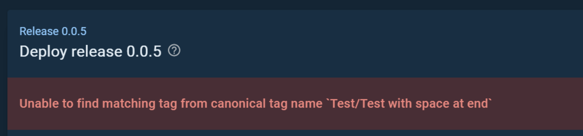 Space at end of a Tenant Tag causes "Unable to find matching tag from ...