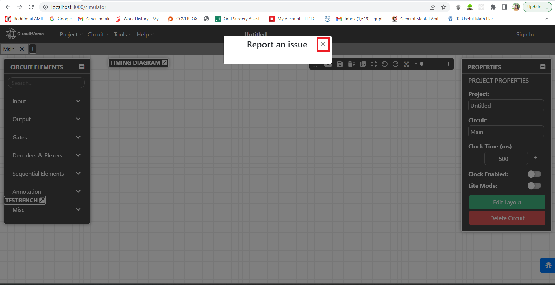 Cross/Close button not working in "Report an issue" section on simulator page · Issue #155 ...