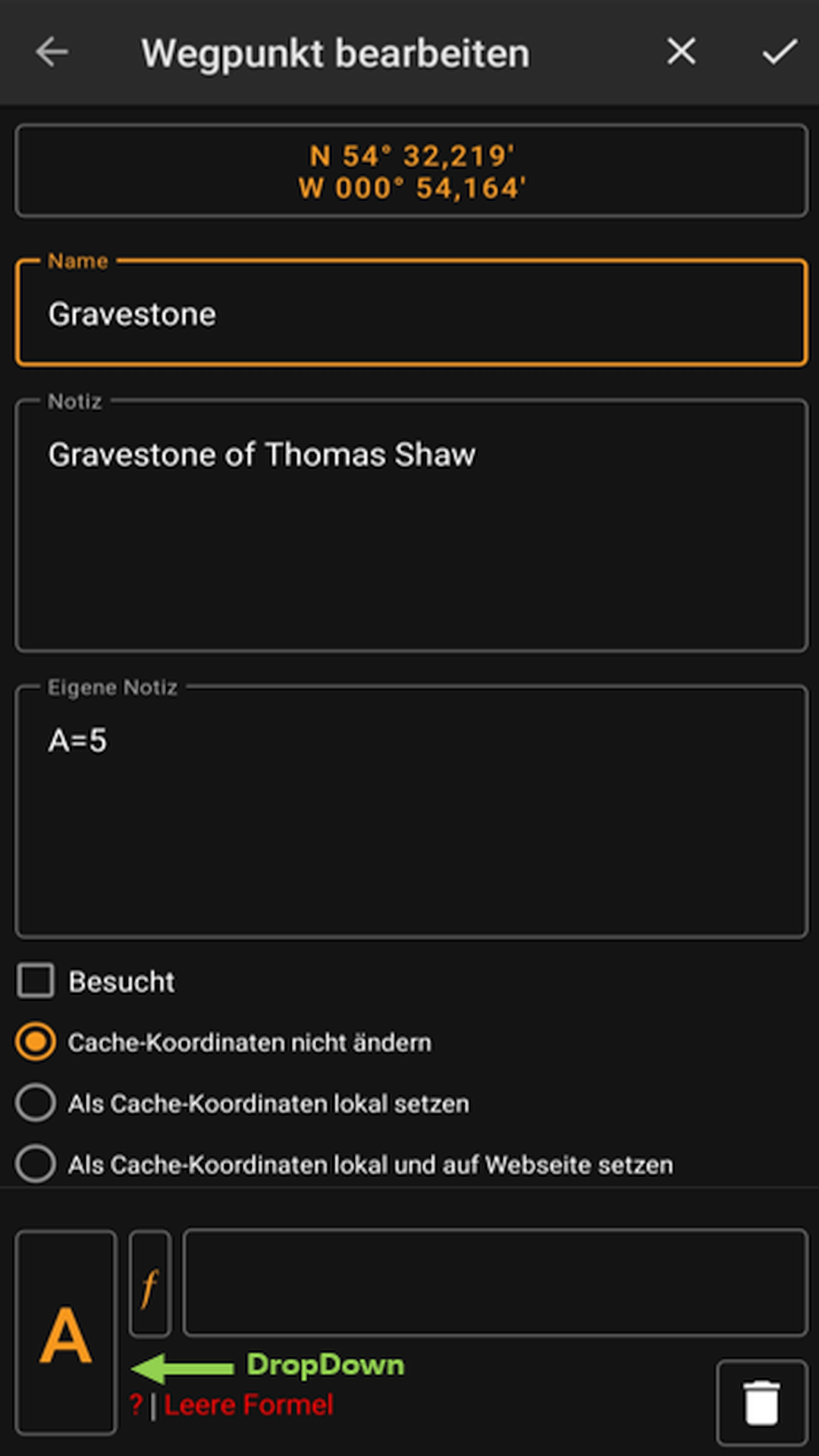 Change variable value at specific waypoint view · Issue #13814 · cgeo/cgeo · GitHub