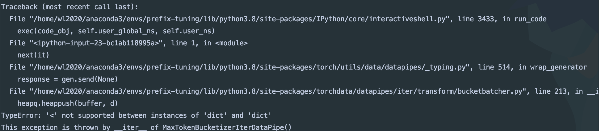 MaxTokenBucktizer for dict type item · Issue #881 · pytorch/data · GitHub