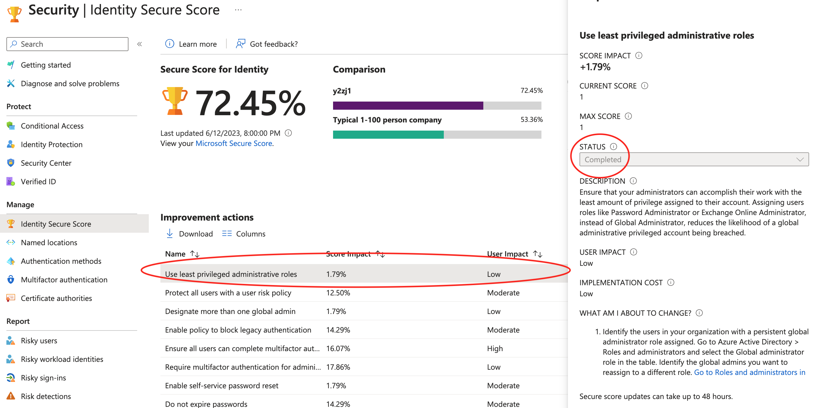 AAD 11.2 - Code change to ScubaGear to check Identity Secure Score for "Use least privileged ...