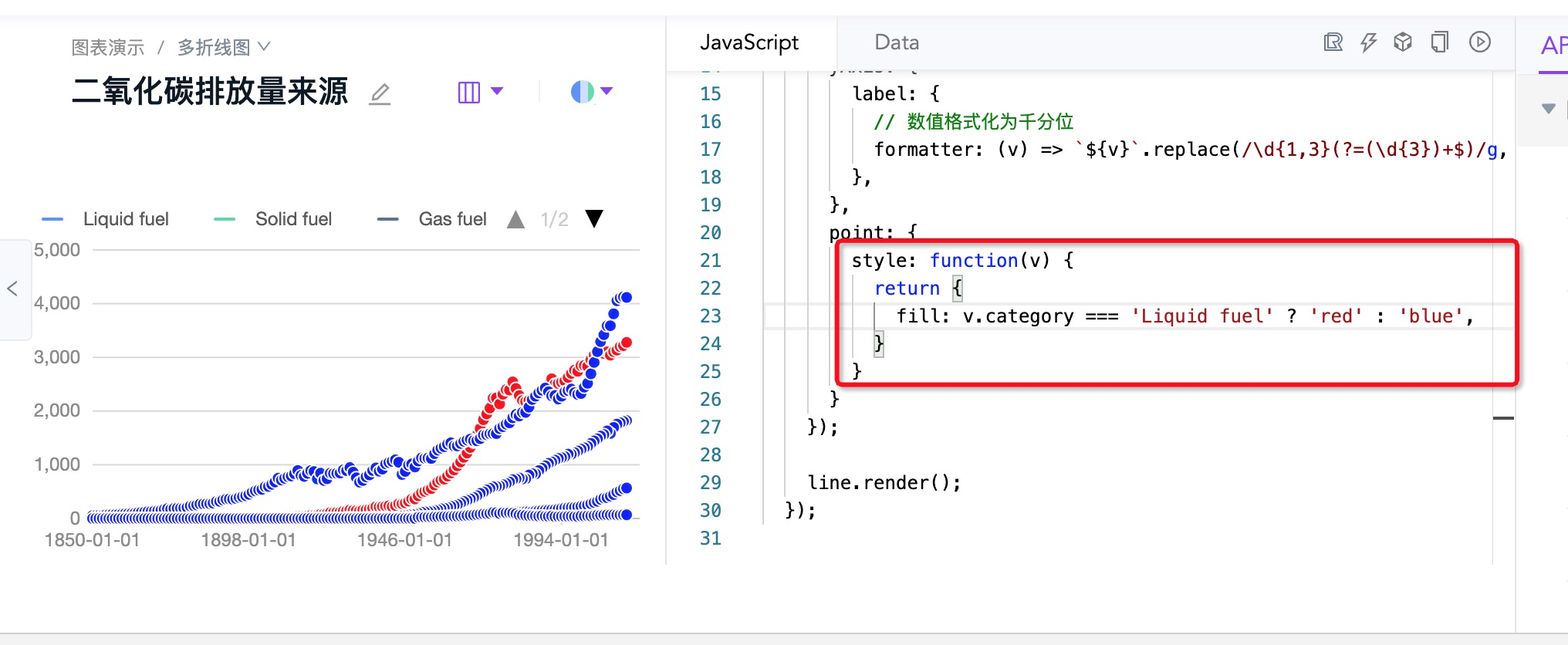 基础折线图，不同的点配置不同的颜色 · Issue #2117 · antvis/G2Plot · GitHub