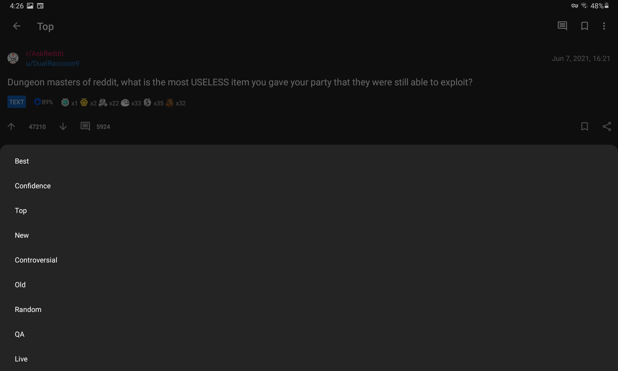 Menu position bug in Landscape Mode · Issue #369 · Docile-Alligator/Infinity-For-Reddit · GitHub