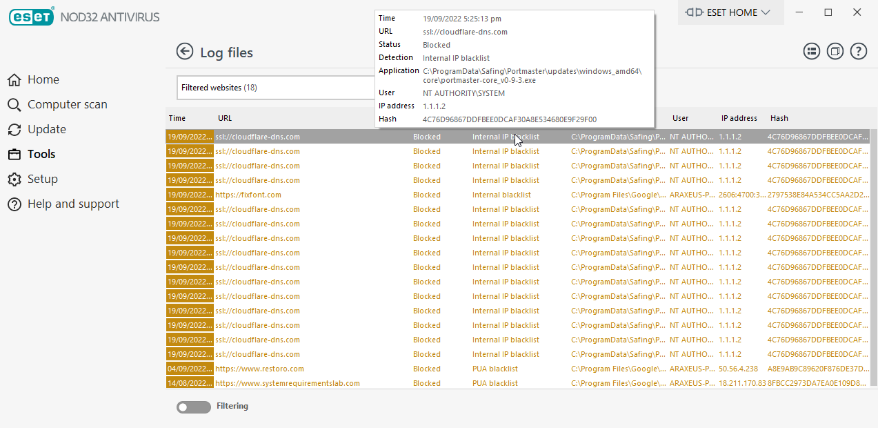 Eset NOD32 antivirus suddenly constantly blocking requests originating from portmaster · Issue ...