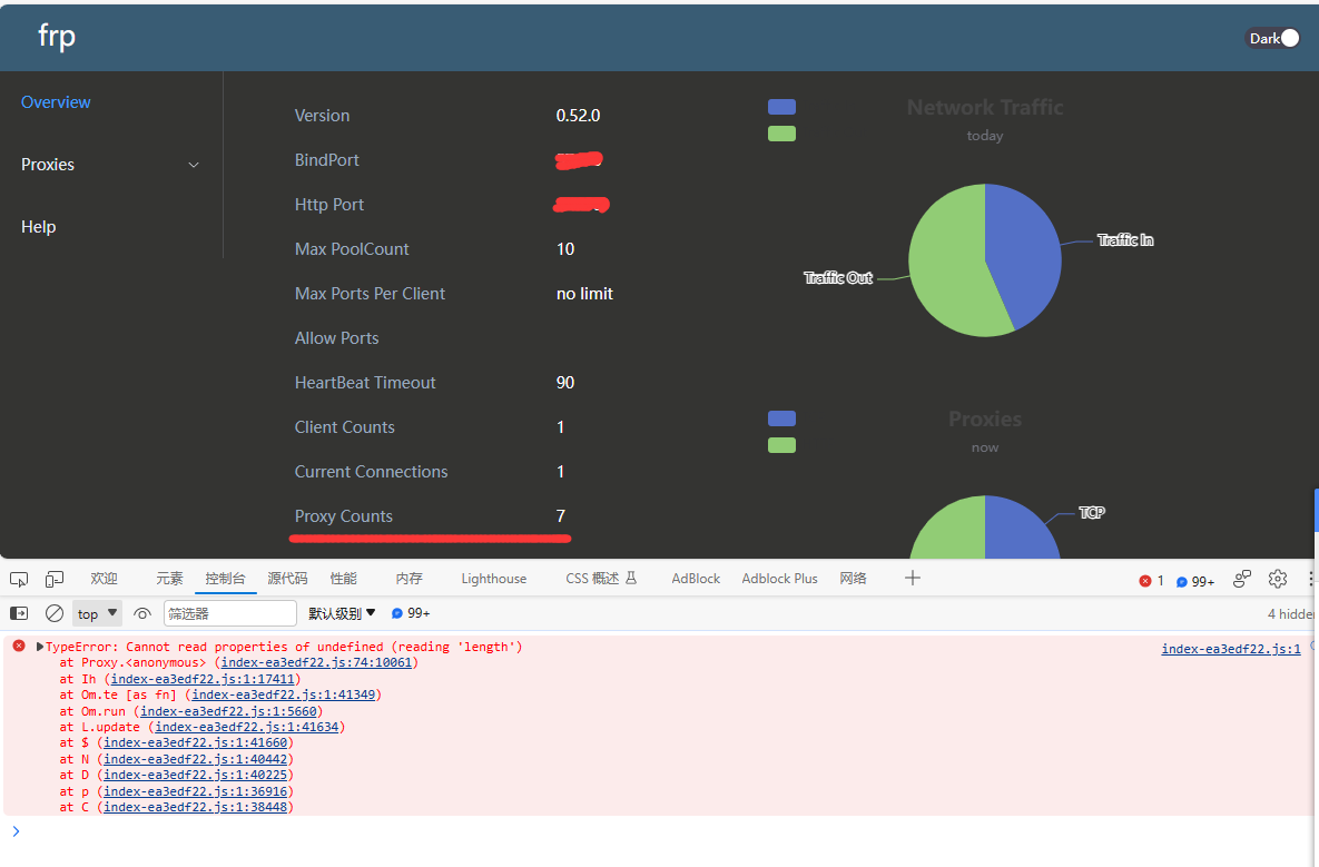 v0.52.0 服务端 frps dashboard 不能显示Proxies 数据 · Issue #3666 · fatedier/frp · GitHub
