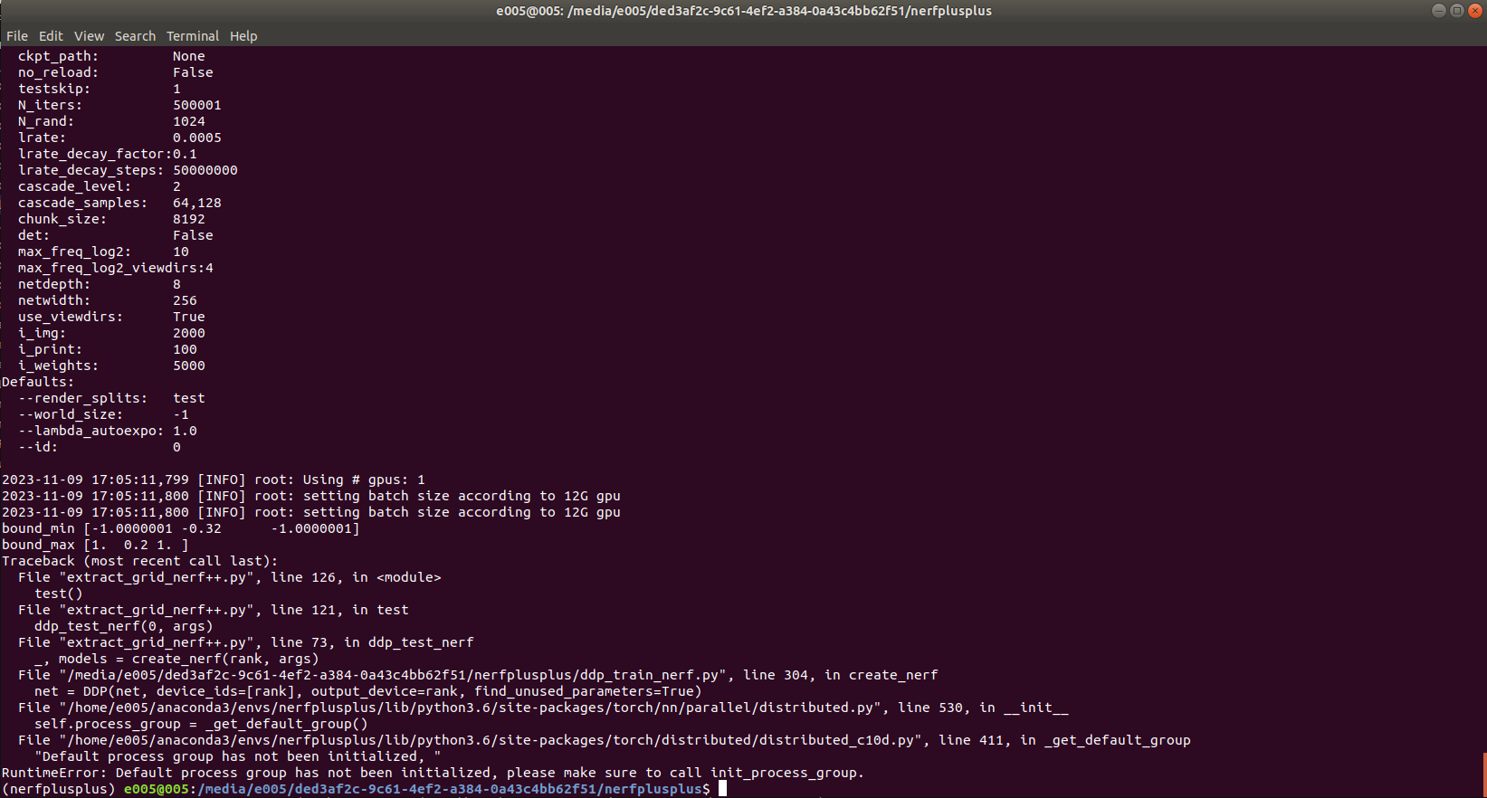 Extracting data from NeRF++ is occurring RuntimeError. · Issue #59 · Kai-46/nerfplusplus · GitHub