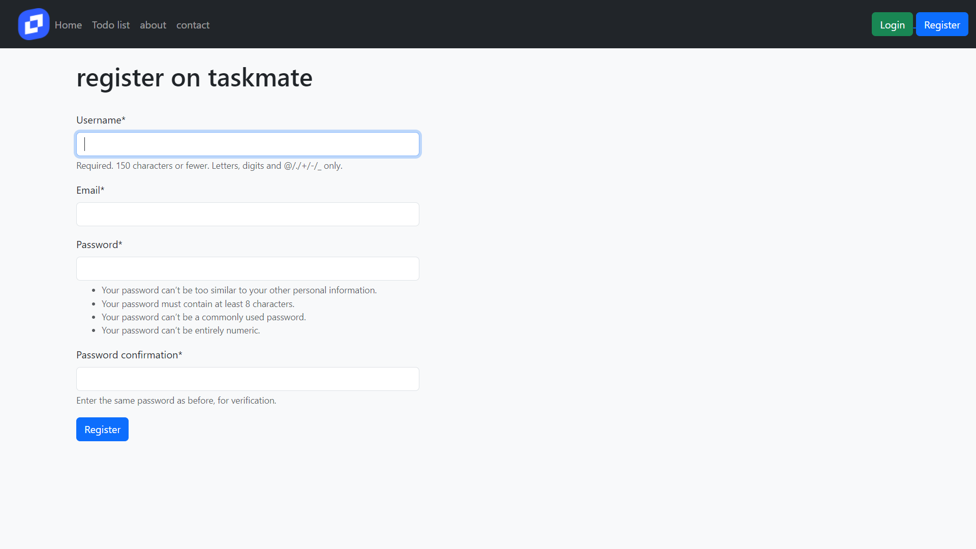 GitHub - sowmyareddy1234/TaskMate: Django Framework Project Building Task Manager Web ...