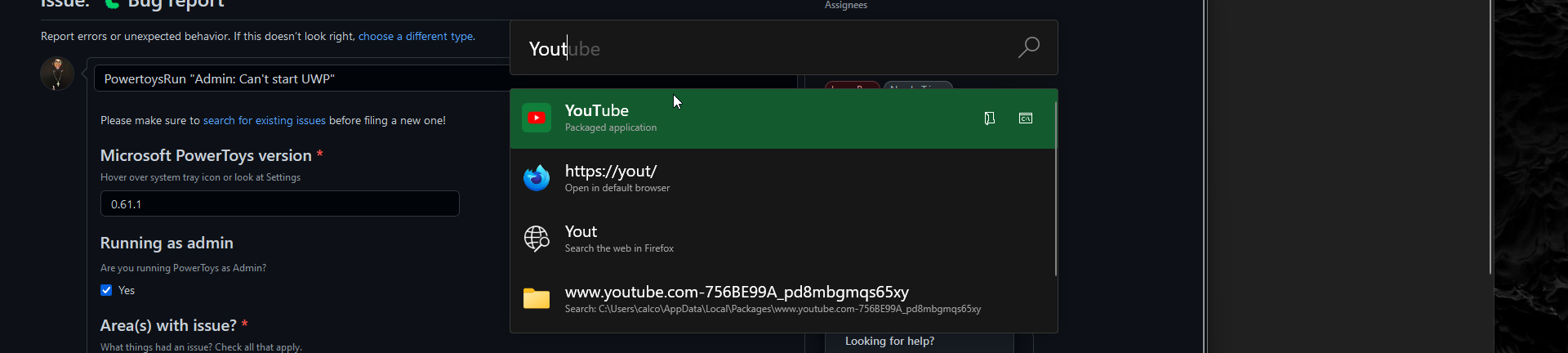 PowertoysRun "Admin: Can't start UWP" · Issue #20258 · microsoft/PowerToys · GitHub