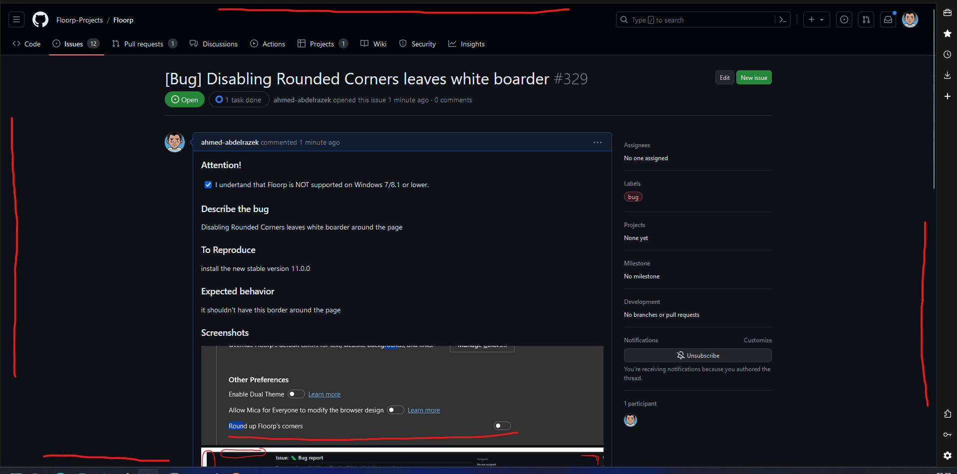 [Bug] Disabling Rounded Corners leaves white boarder · Issue #329 · Floorp-Projects/Floorp · GitHub