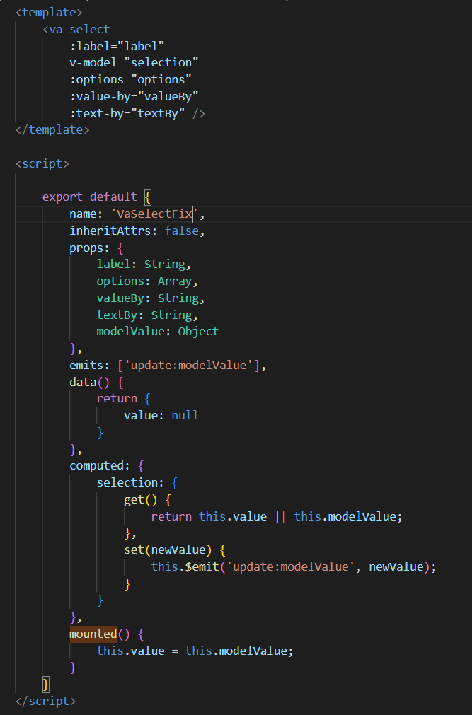 va-select does not show initial value when part of a component that is rendered in a v-for loop ...