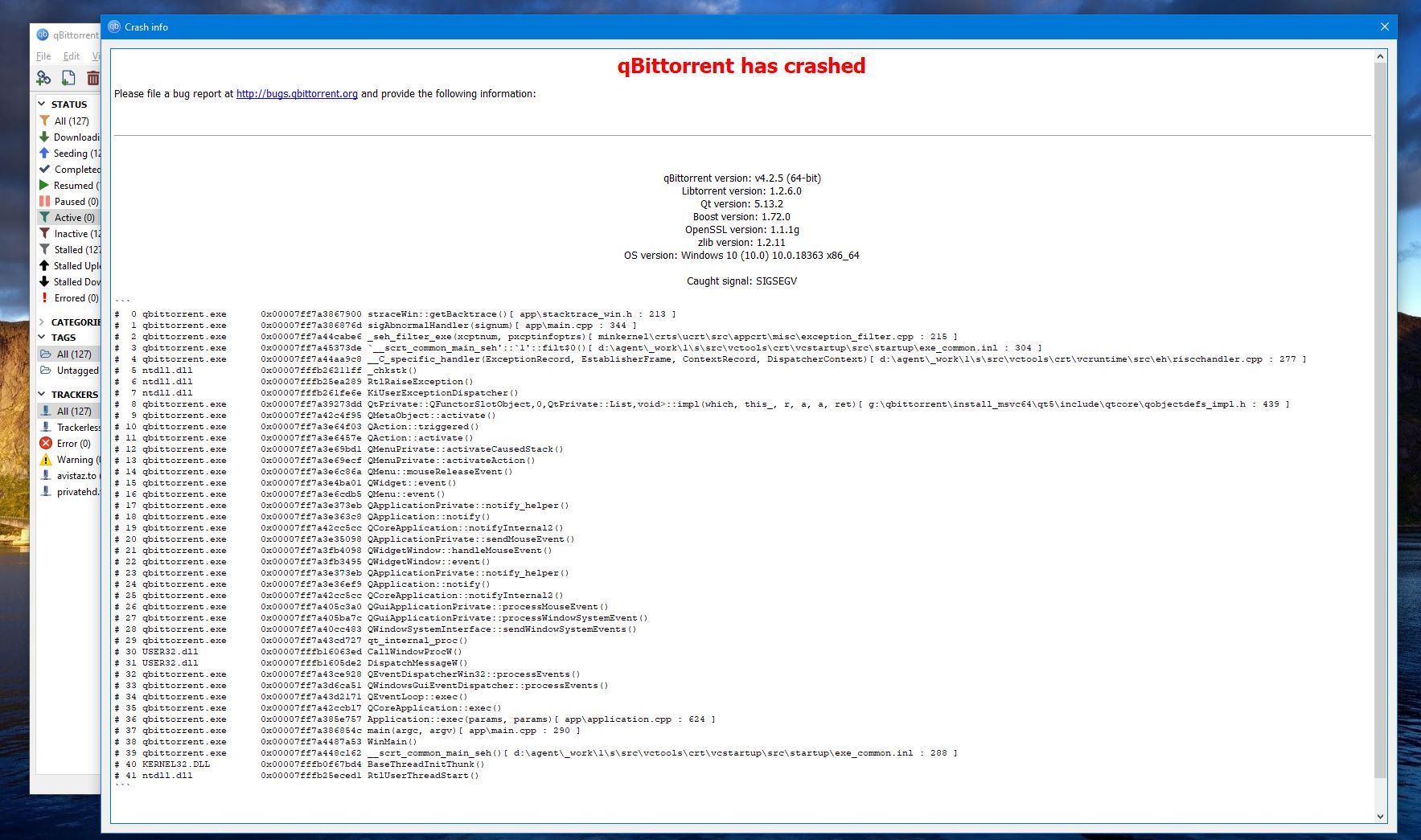 Crash · Issue #14348 · qbittorrent/qBittorrent · GitHub