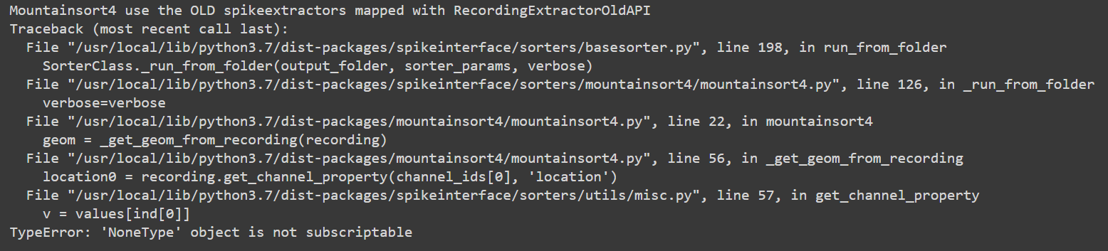 Mountainsort4 use the OLD spikeextractors mapped with RecordingExtractorOldAPI · Issue #355 ...
