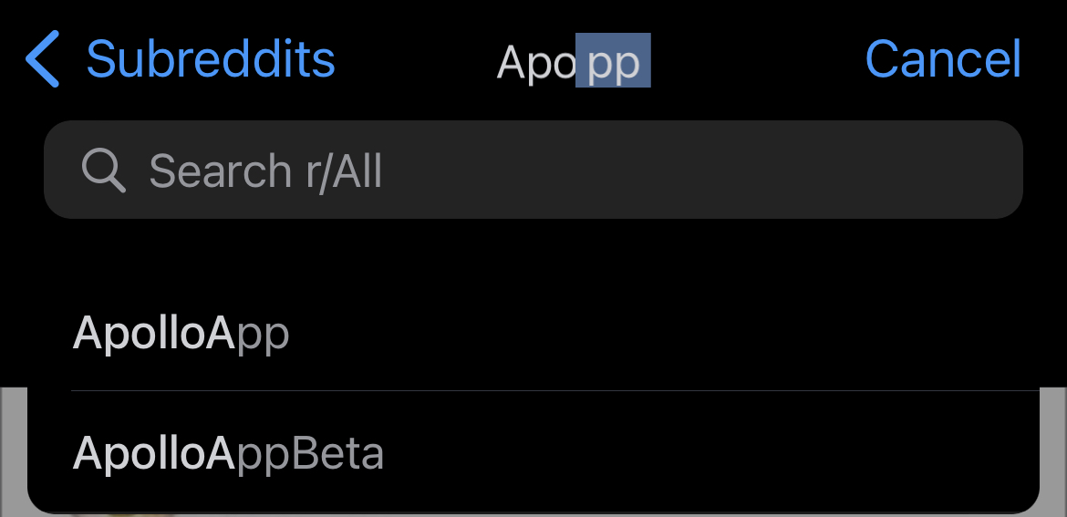 Subreddit Jumpbar clips to width of current subreddit · Issue #1866 · christianselig/apollo-bugs ...