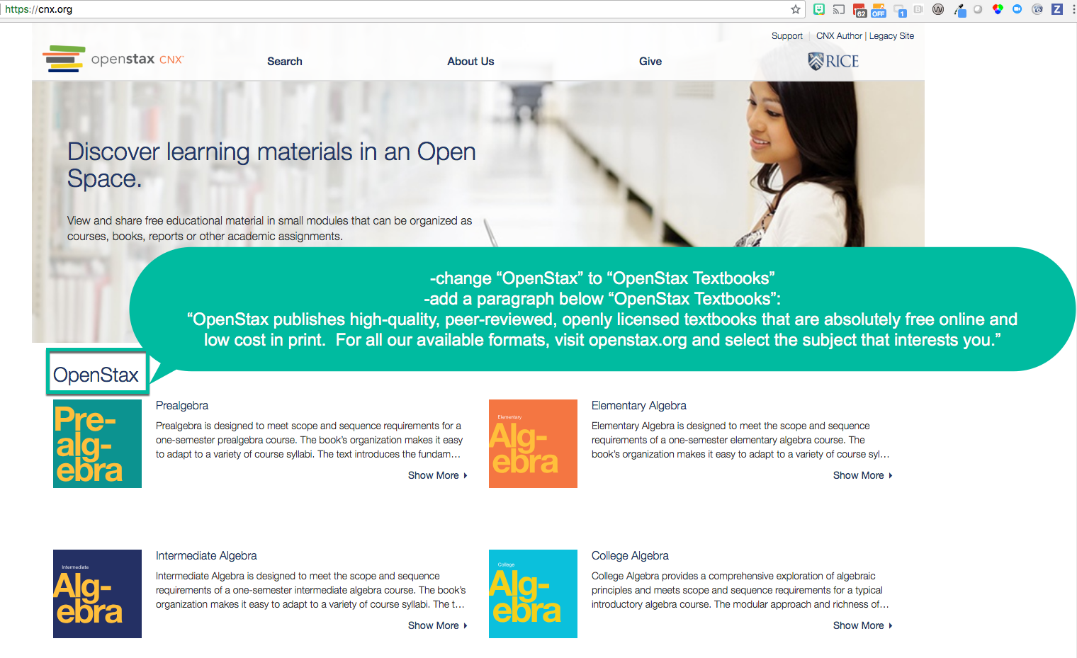 Clarify Display of Non OpenStax CNX textbooks on CNX.org · Issue #1833 · openstax/webview · GitHub