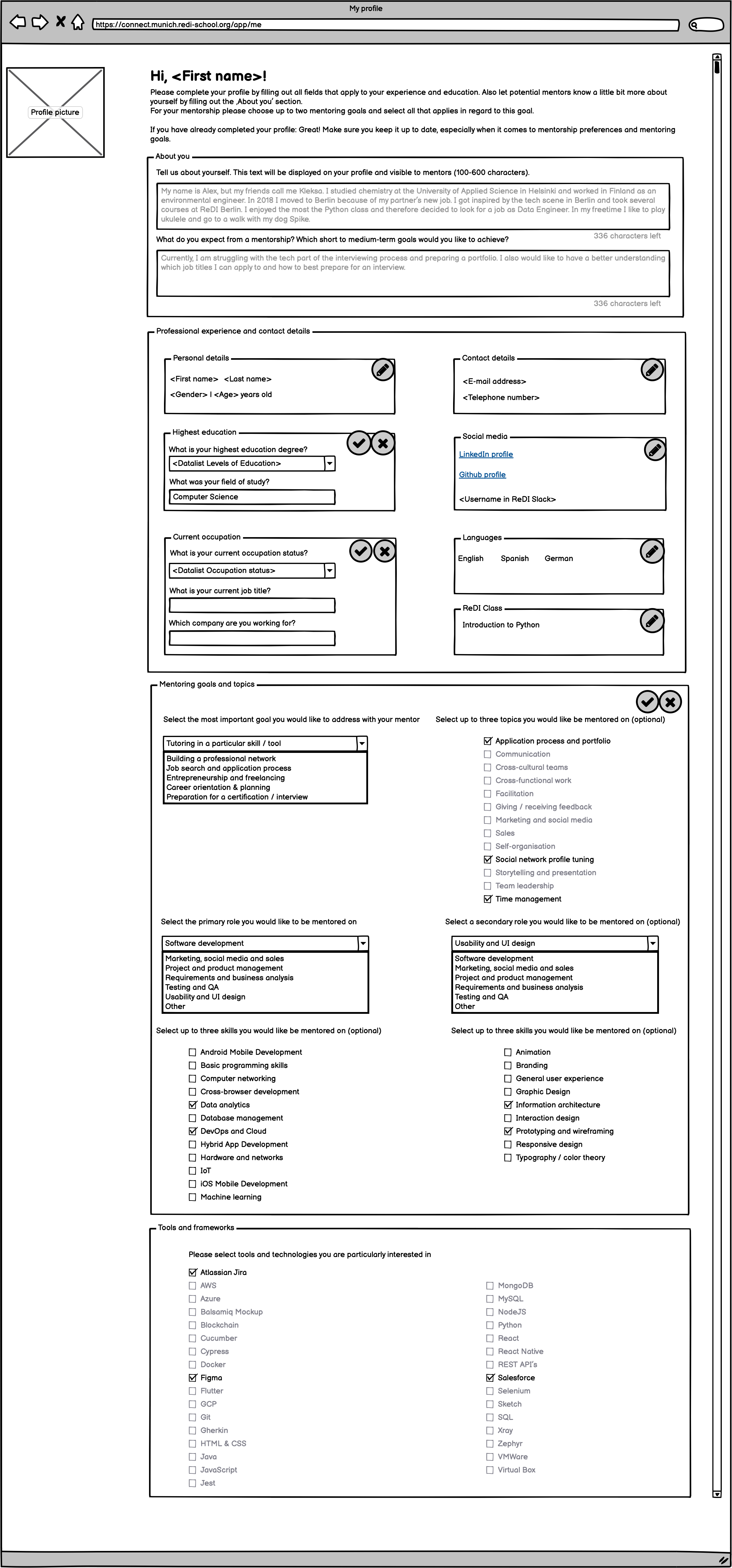 [CON/Matchmaking]: Design user flow for creating / editing / displaying profile (Mentee) · Issue ...