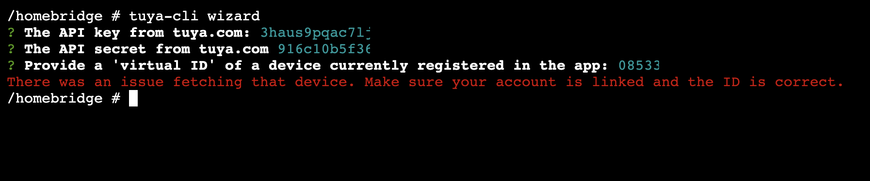 Error message when running tuya-cli wizard · Issue #199 · iRayanKhan/homebridge-tuya · GitHub