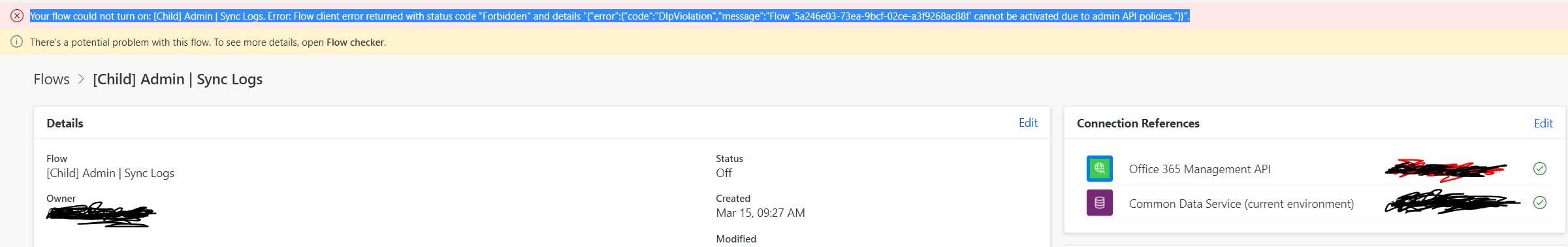 [BUG]: Your flow could not turn on: [Child] Admin | Sync Logs. Error: · Issue #842 · microsoft ...