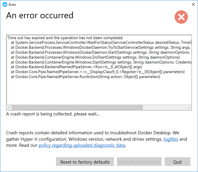 Unable To Start Docker Daemon Timeout Has Expired · Issue 4394