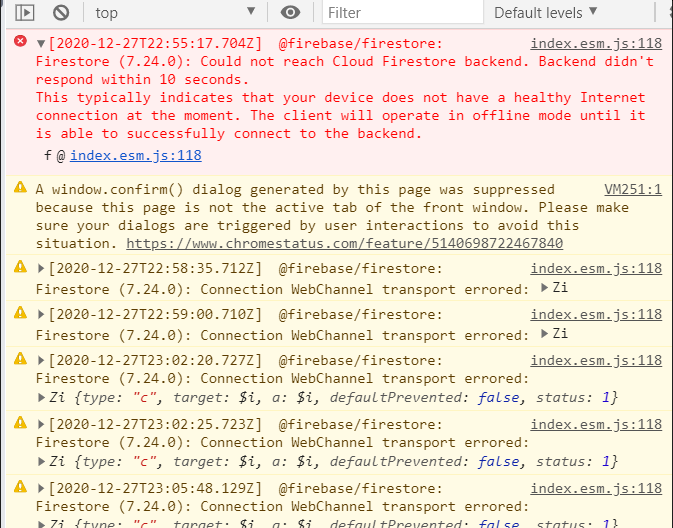 Firebasefirestore Could Not Reach Cloud Firestore Backend · Issue 534 · Cpinitiativeusaco 9885