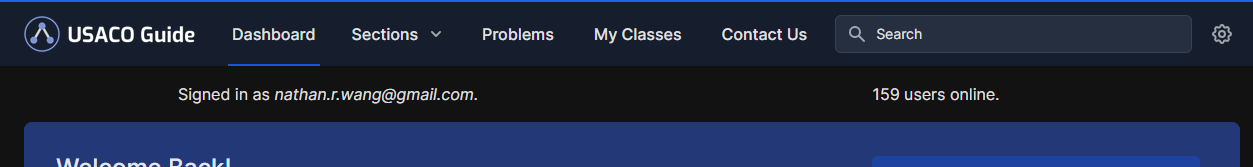 Style sign in / user count info on dashboard page · Issue #345 · cpinitiative/usaco-guide · GitHub