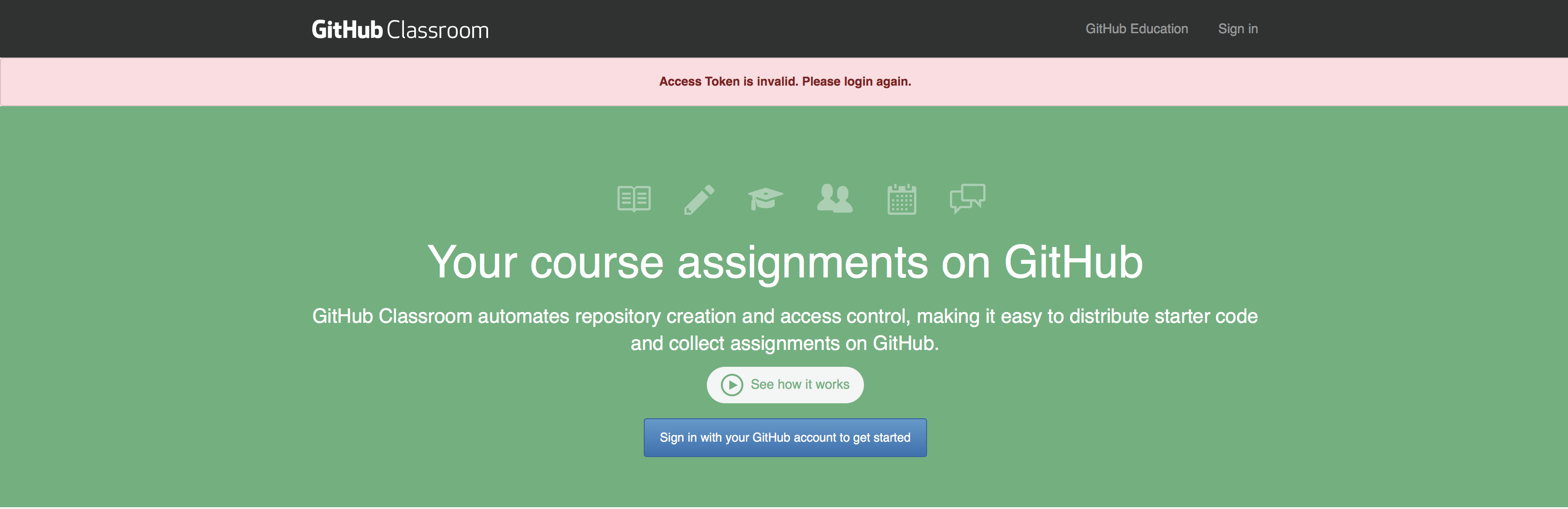 classroom cant sign-in/accept assignment repository · Issue #1409 · github-education-resources ...