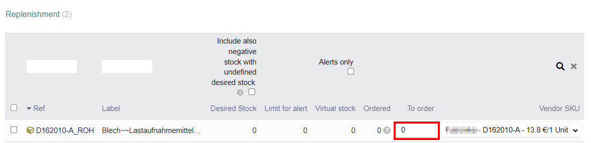 Bug Wrong Replenishment Line Of A Article If The Article Is Consumed